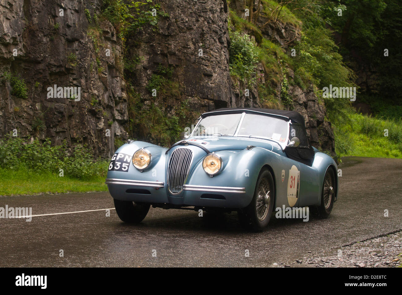 Classic cars in Cheddar Gorge on the 2010 Tour Britannia Stock Photo ...