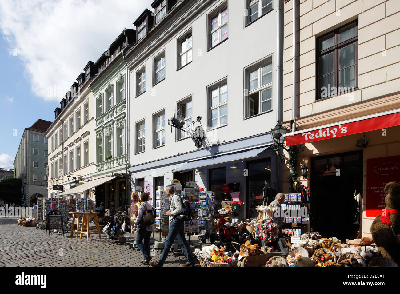 Berlin, Germany, historic residential buildings and souvenir shops in ...