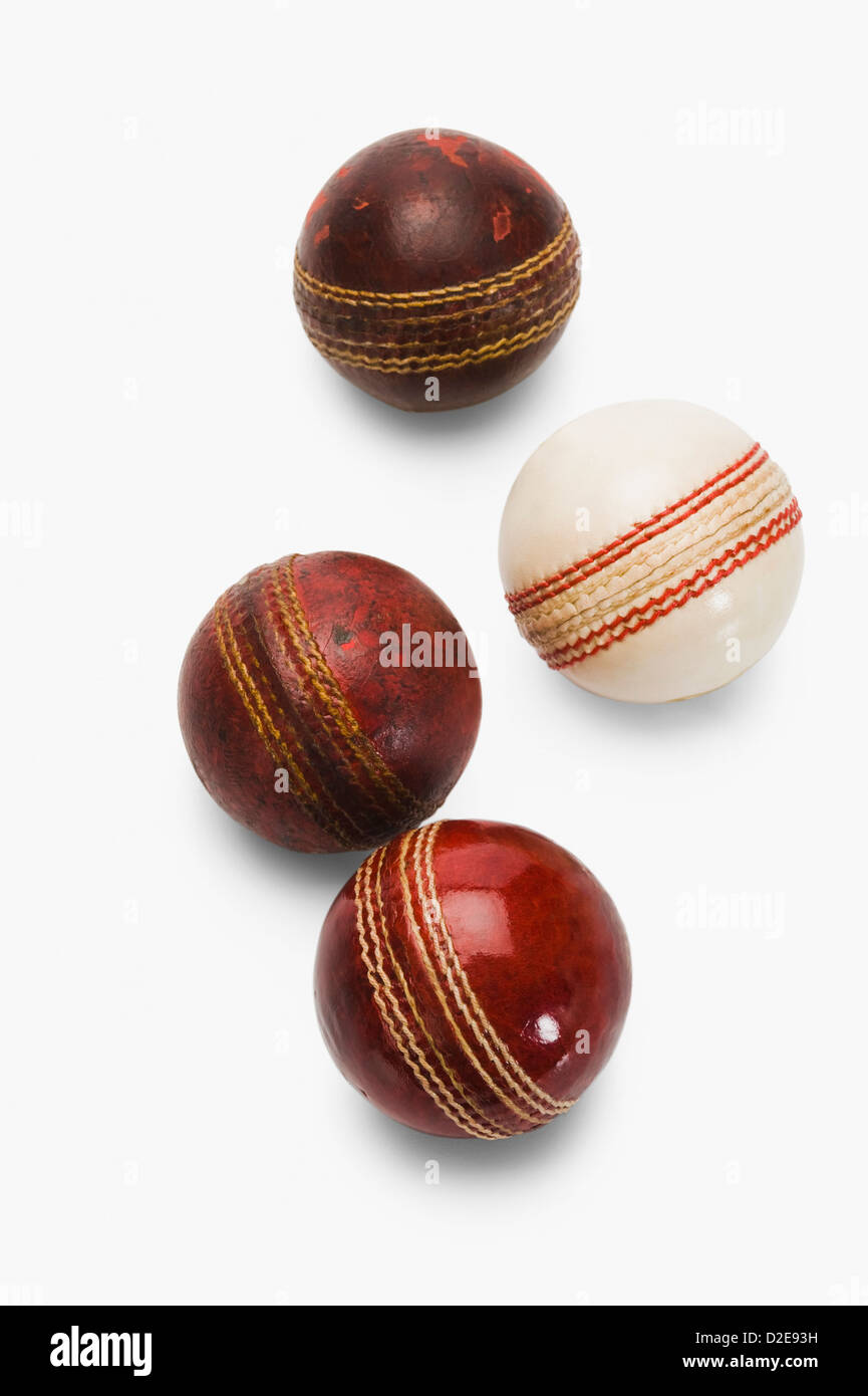 Close-up of old and new cricket balls Stock Photo - Alamy