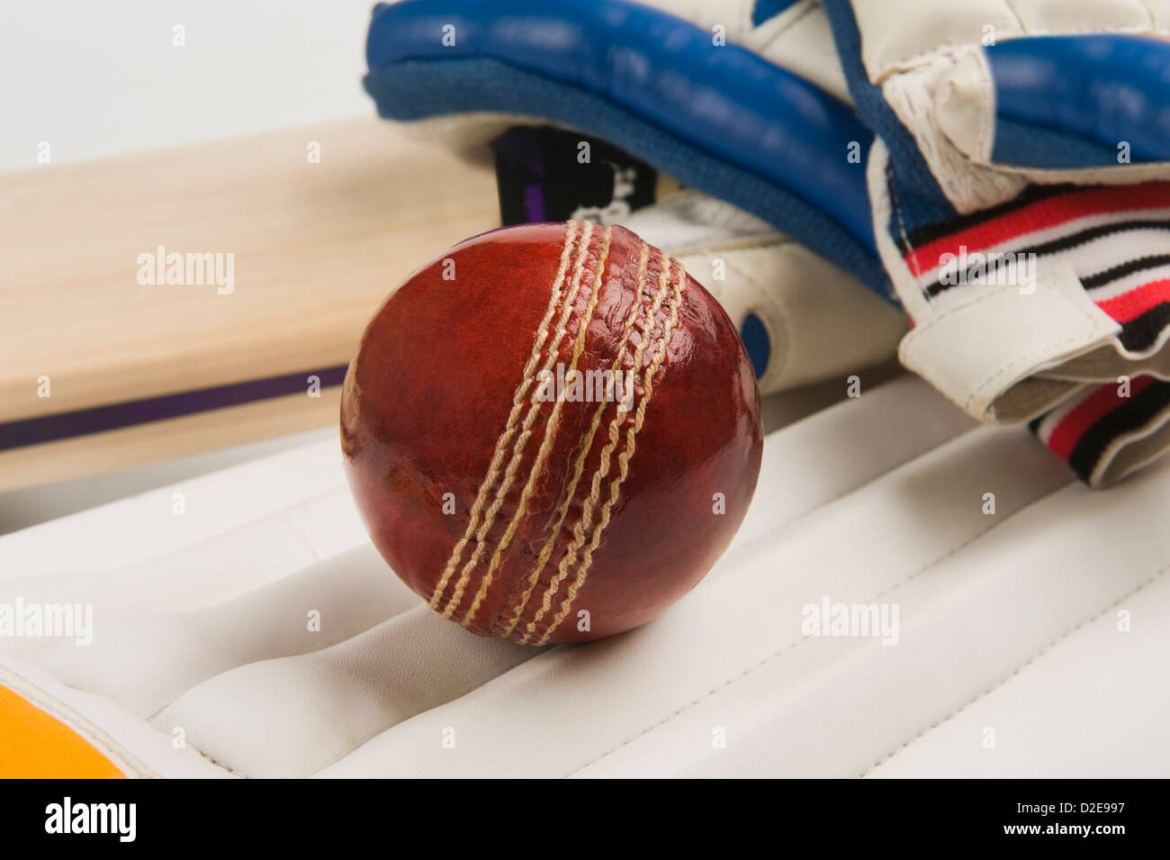 Close-up of cricket equipment Stock Photo - Alamy
