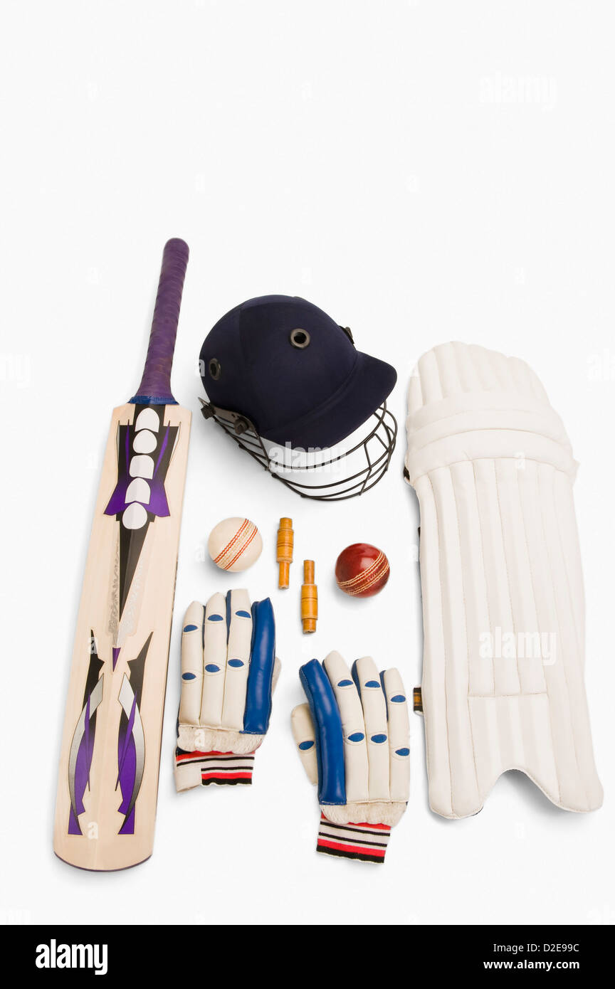Close-up of cricket equipment Stock Photo - Alamy