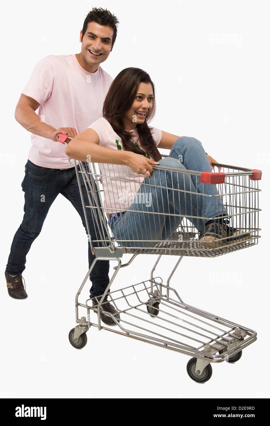 Indian man pushing cart full hi-res stock photography and images - Alamy