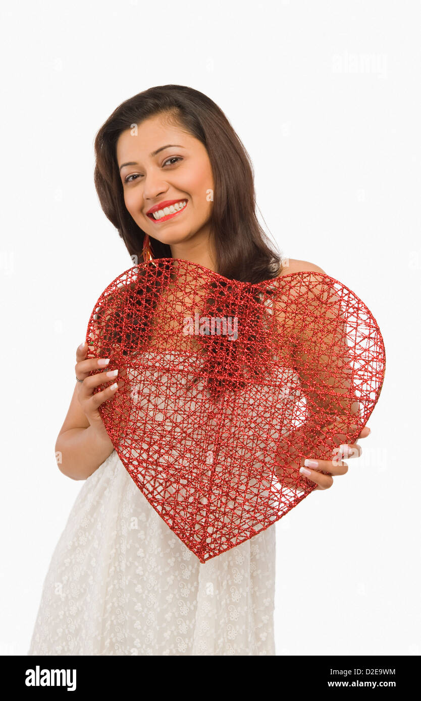 Woman in red smiling on Cut Out Stock Images & Pictures - Alamy
