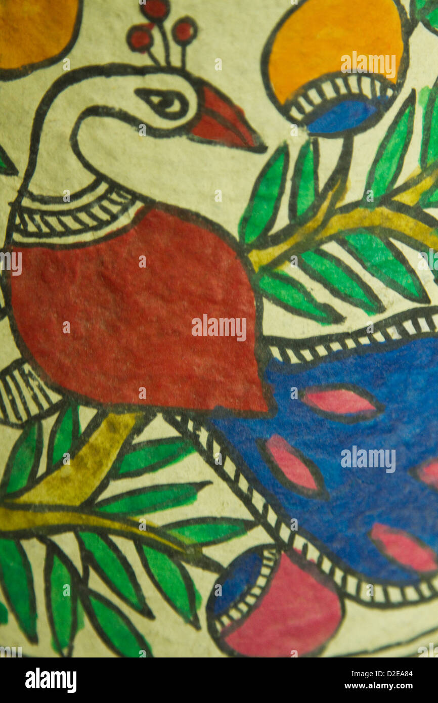 Detail of a textile painting, Gwalior, Madhya Pradesh, India Stock ...