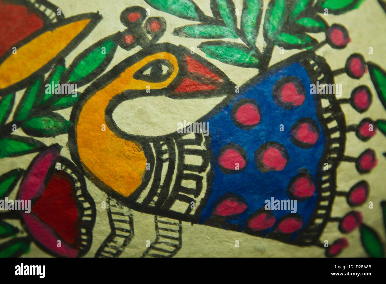 Detail of a textile painting, Gwalior, Madhya Pradesh, India Stock ...
