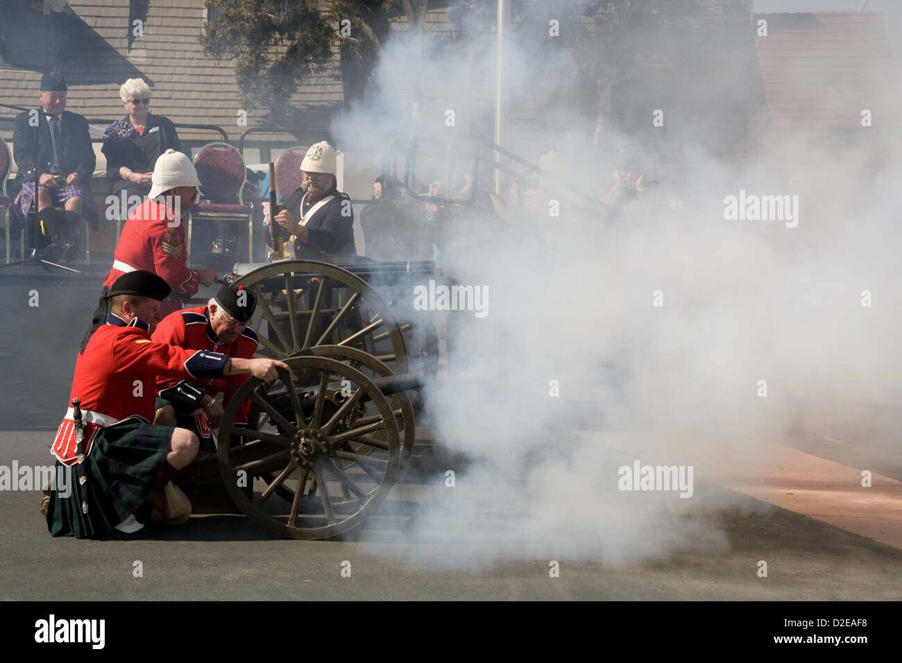 A canon salute during the Grand Parade at the Queen Mary Scotsfest in ...