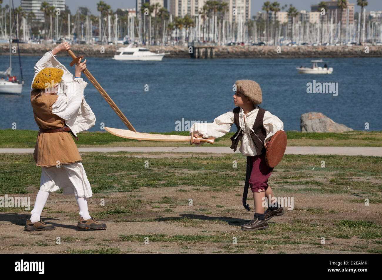 Two Boys Sword Fighting High Resolution Stock Photography and Images ...