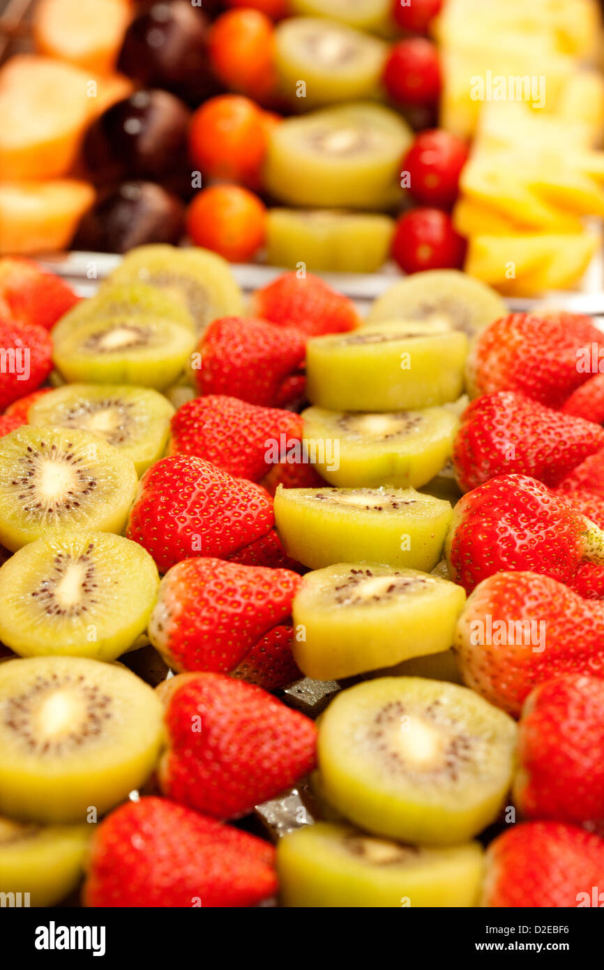 Various fruits cut into pieces Stock Photo - Alamy