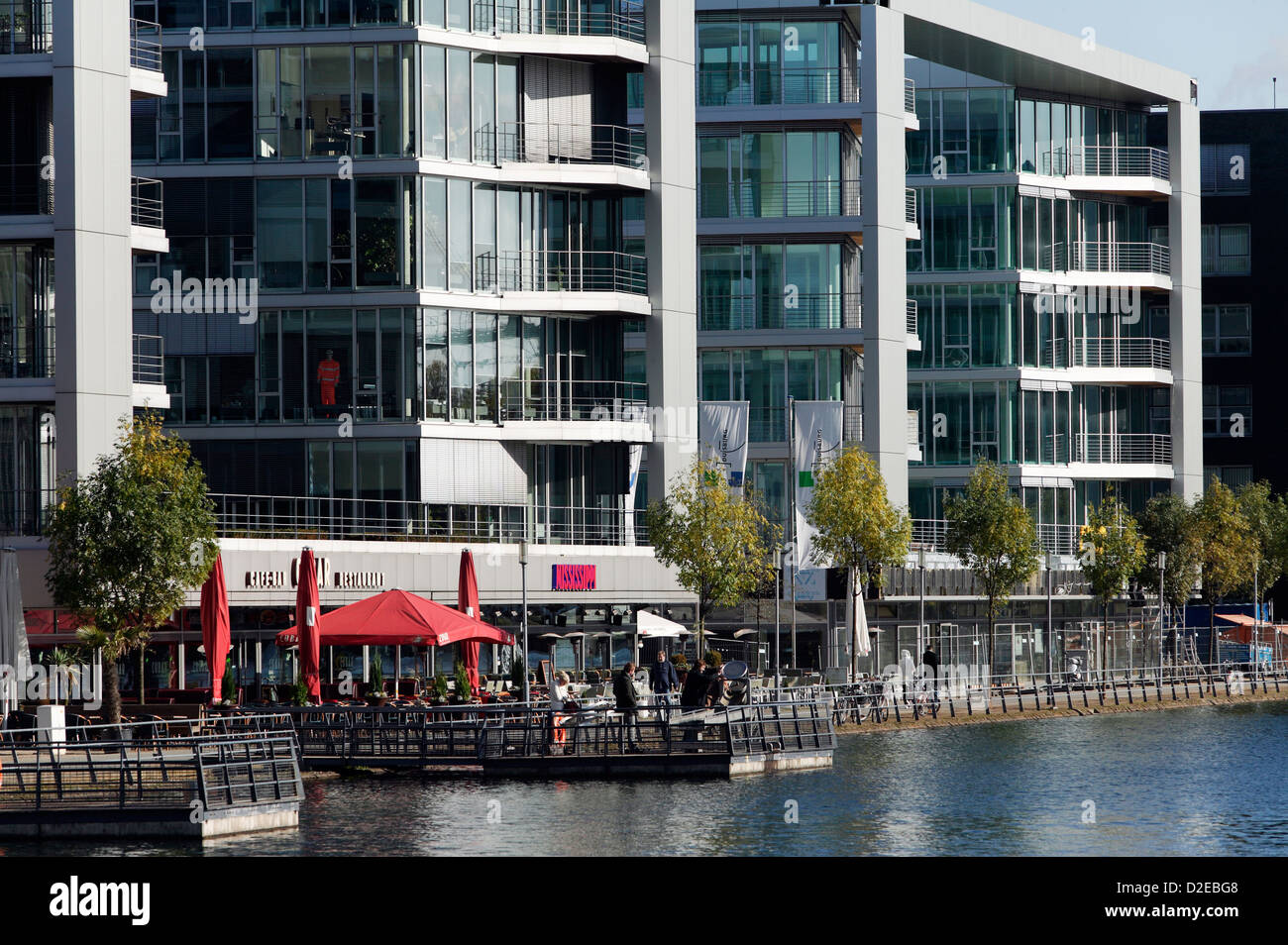 Duisburg, Germany, the new office building in the inner harbor of ...