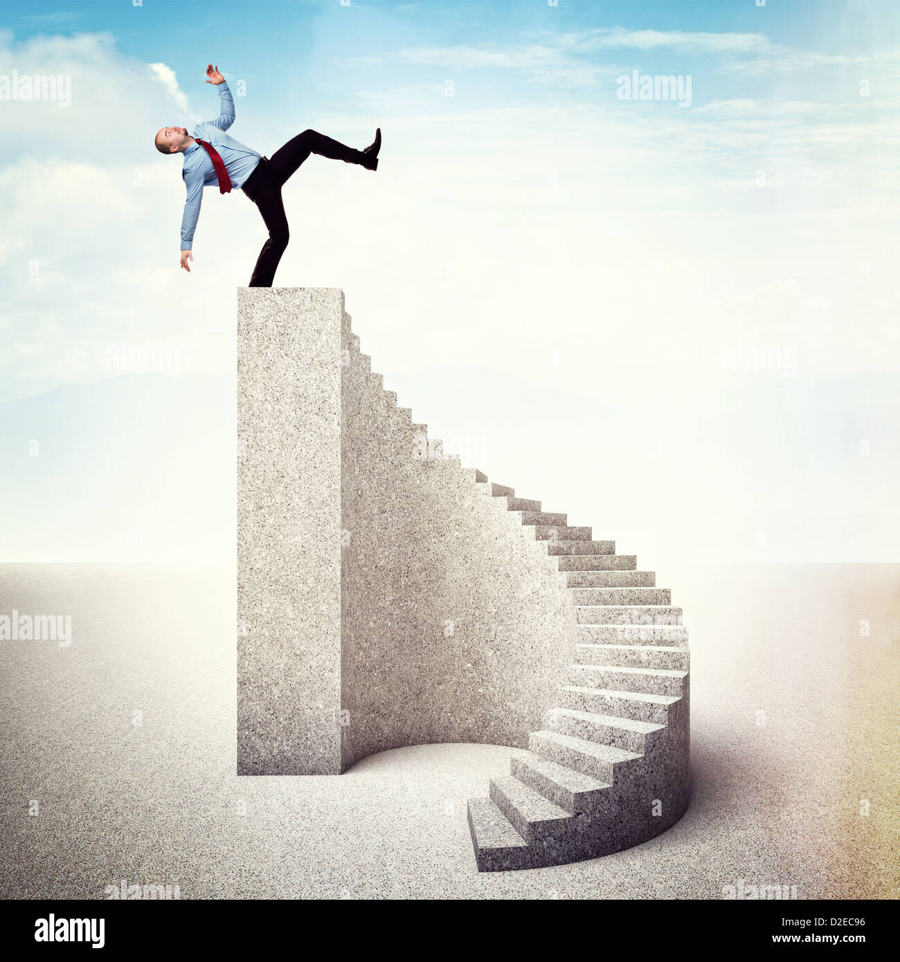 man on stair near to fall down Stock Photo - Alamy