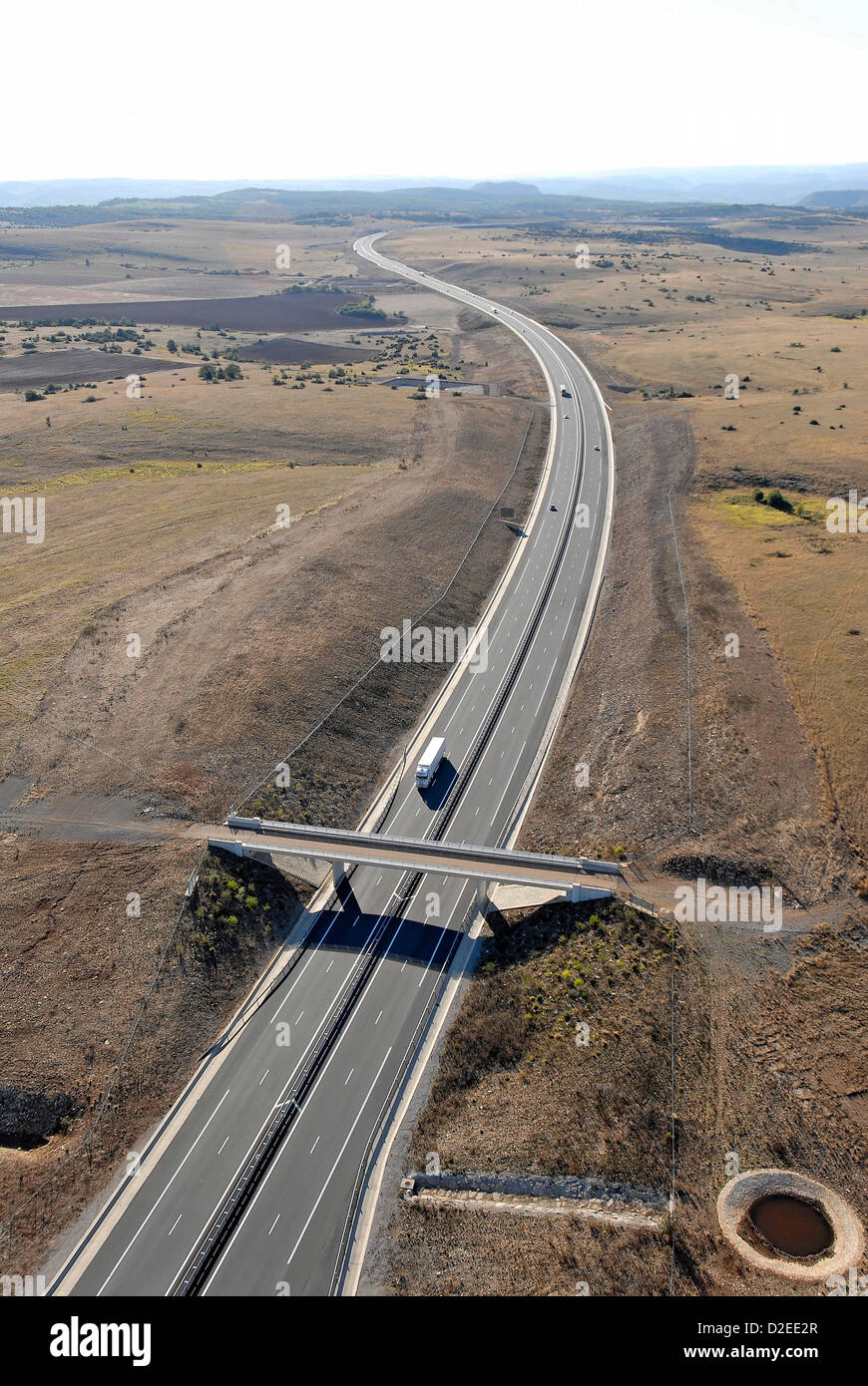 France, Aveyron, Larzac : the A75 motorway, aerial view Stock Photo - Alamy