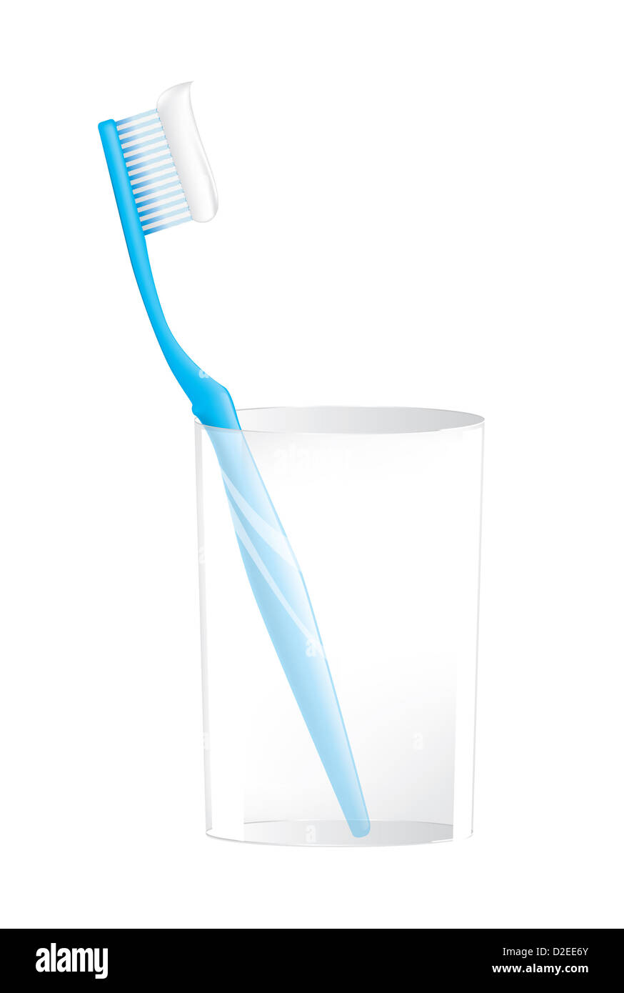 Blue Toothbrush in glass on white Stock Photo - Alamy