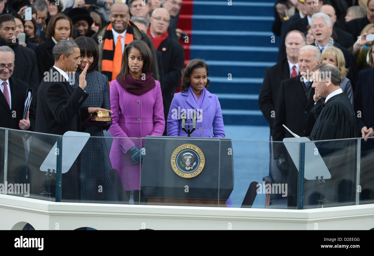 President Barack Obama is sworn-in for a second term as the President ...