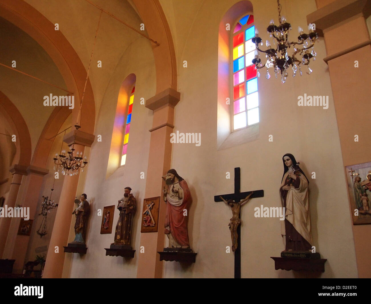 Nice inside of a small church in a village Stock Photo - Alamy