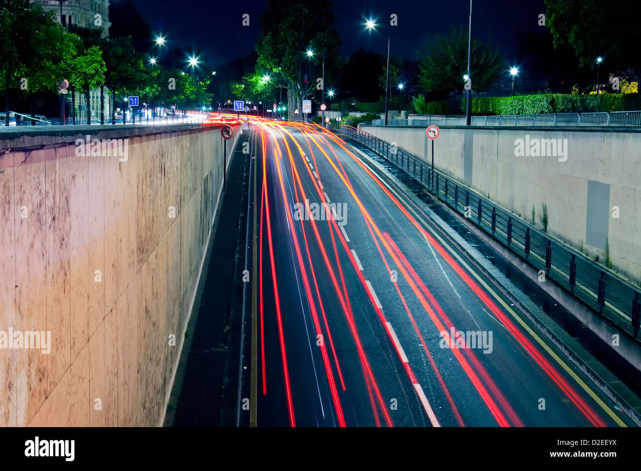 Car light trails in the night of Paris, France Stock Photo - Alamy
