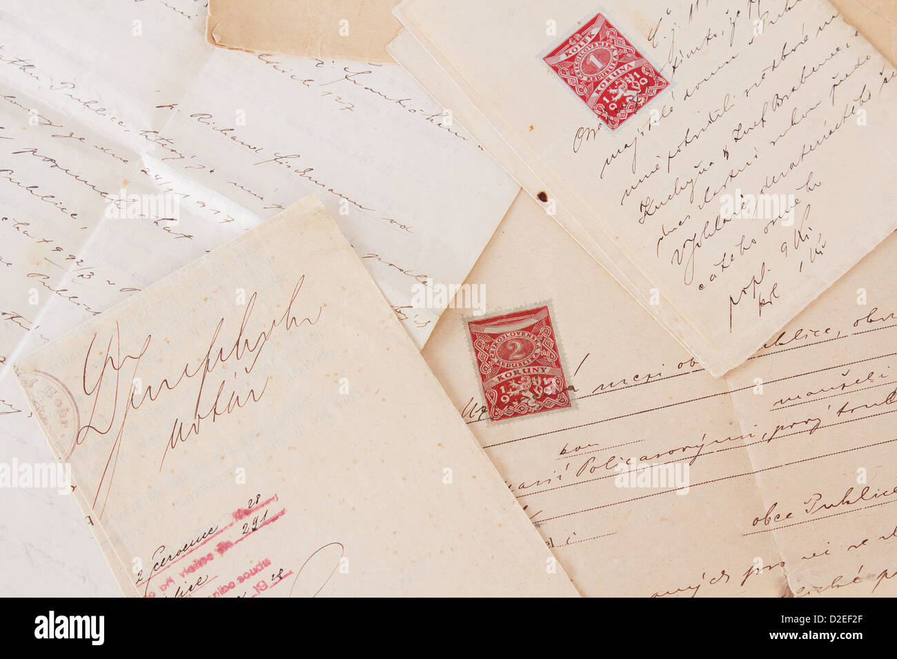 composition of old handwritten text agreements or contract Stock Photo ...