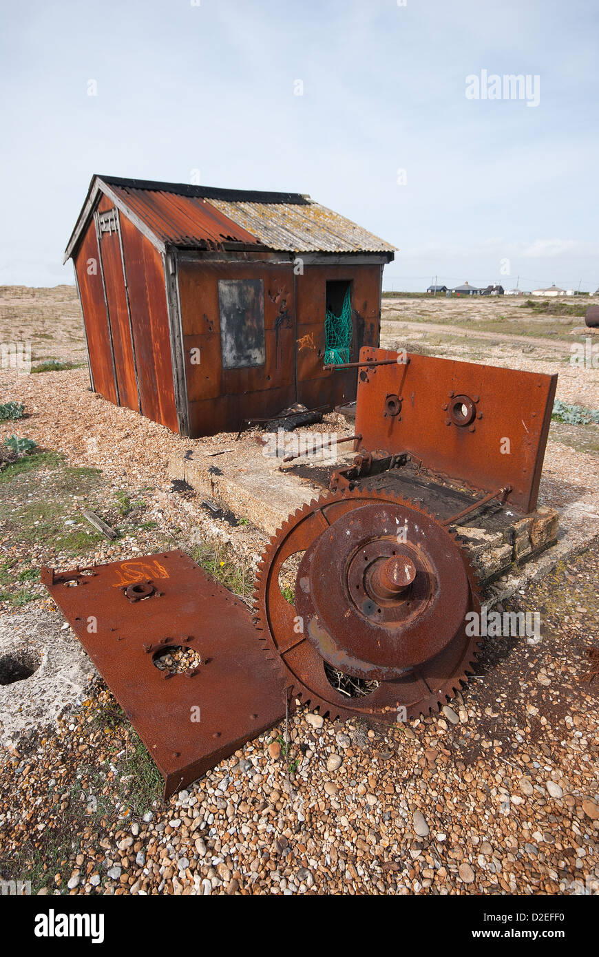 Rusty shed and metal on Dungeness beach in Kent, UK Stock Photo - Alamy