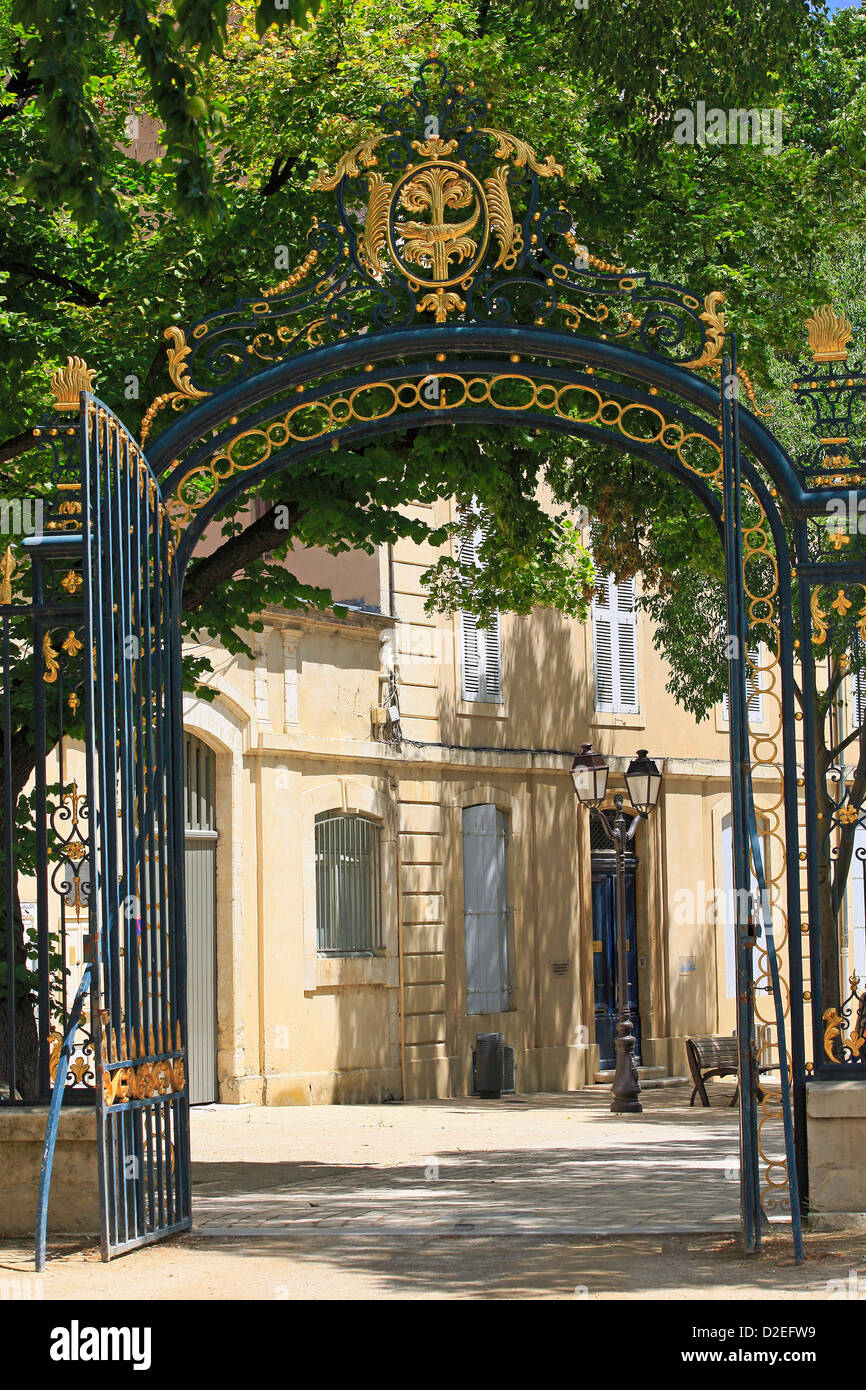 France, Gard (30), Nimes, Les Jardins de la Fontaine, the entrance gate ...
