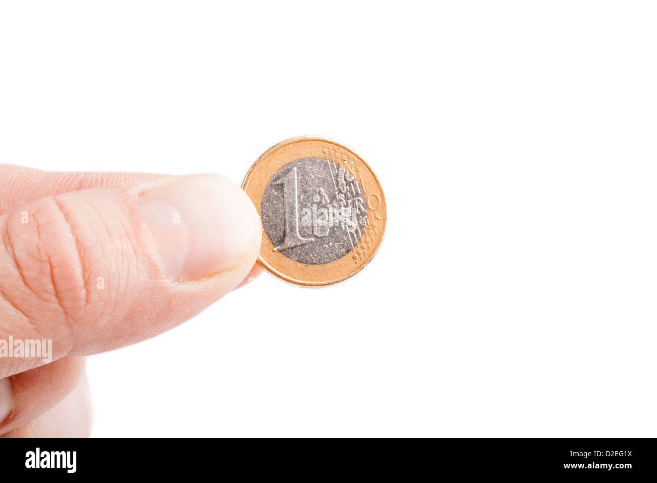 Hand with coin Stock Photo - Alamy
