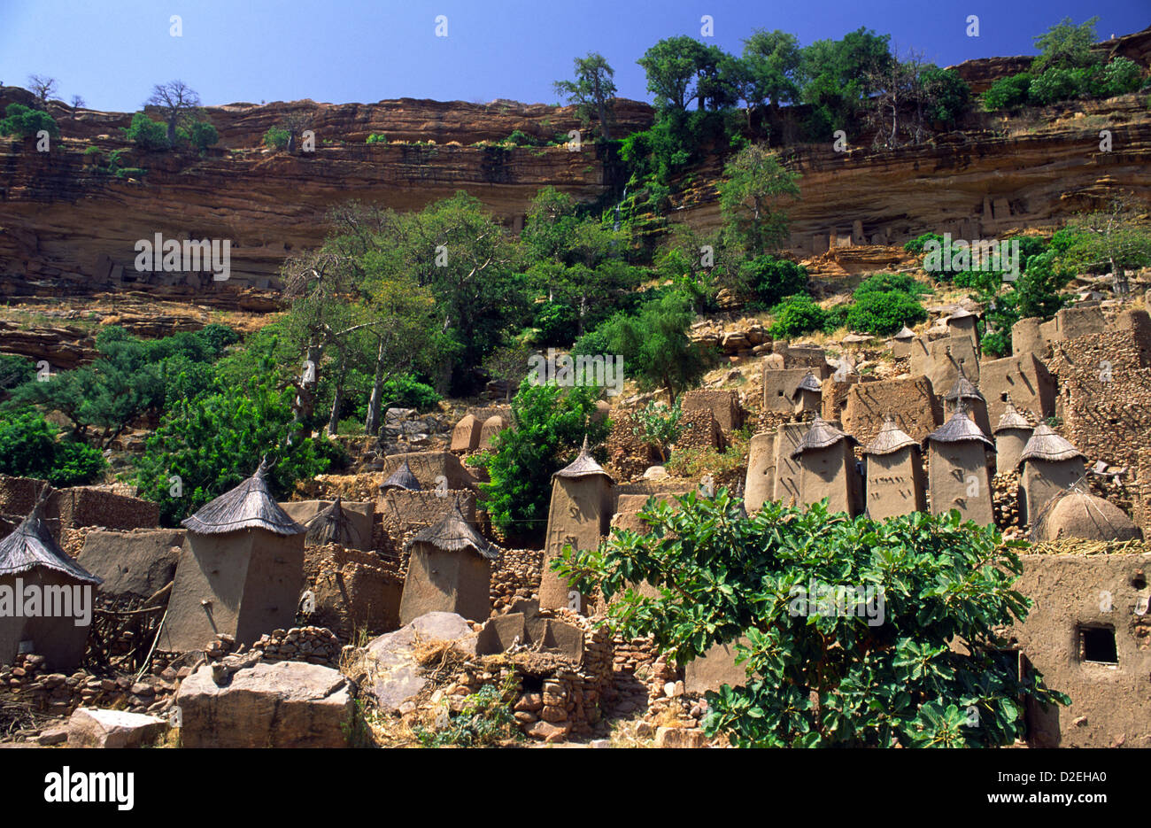 Banani Kokoro, a village at the base of the cliffs of the Bandiagara ...