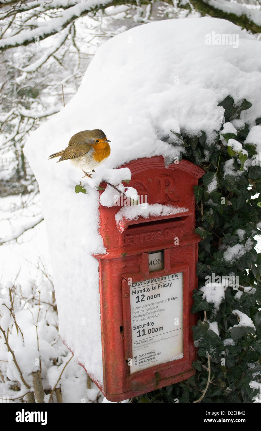 Postbox snow robin hi-res stock photography and images - Alamy