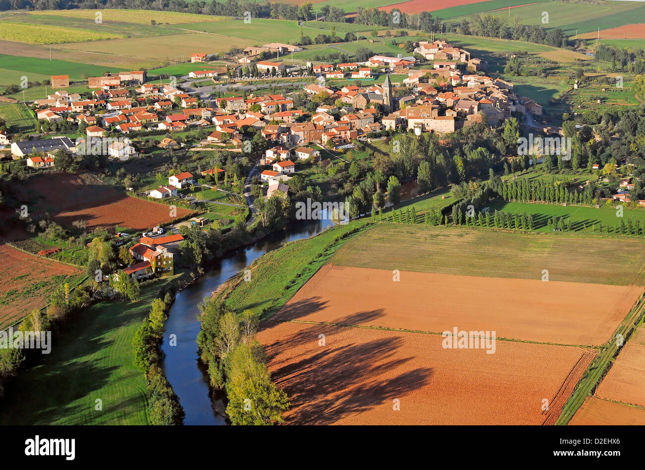 France, Aveyron department, Montlaur town, aerial view Stock Photo - Alamy