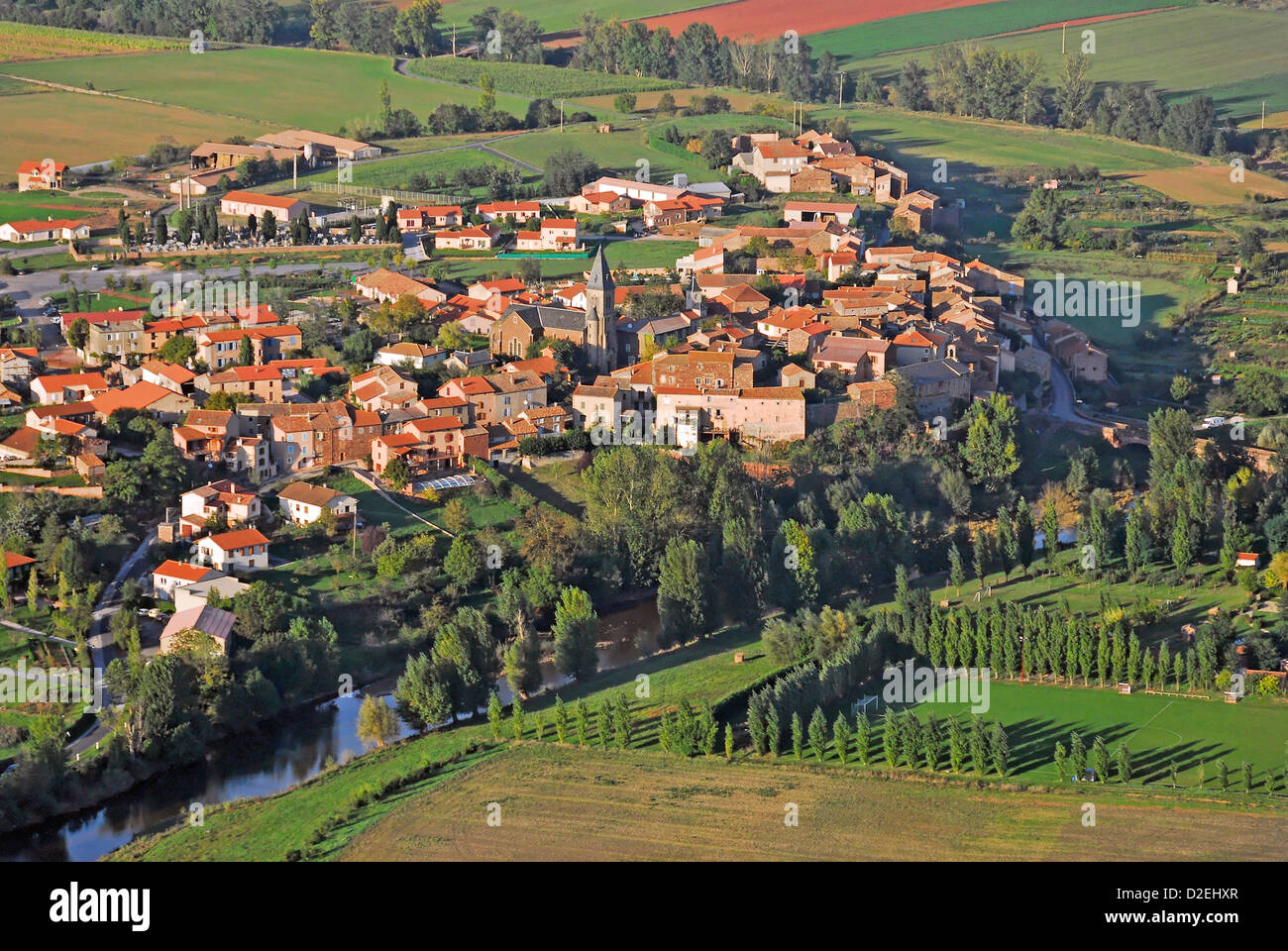 France Aveyron : the village Montlaur . aerial view Stock Photo - Alamy