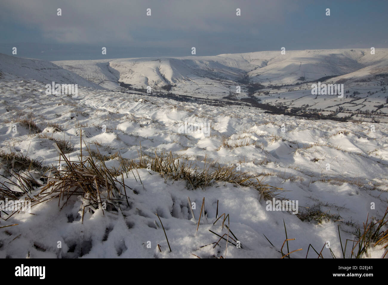 winter snow vale of edale derbyshire peak district england uk Stock ...