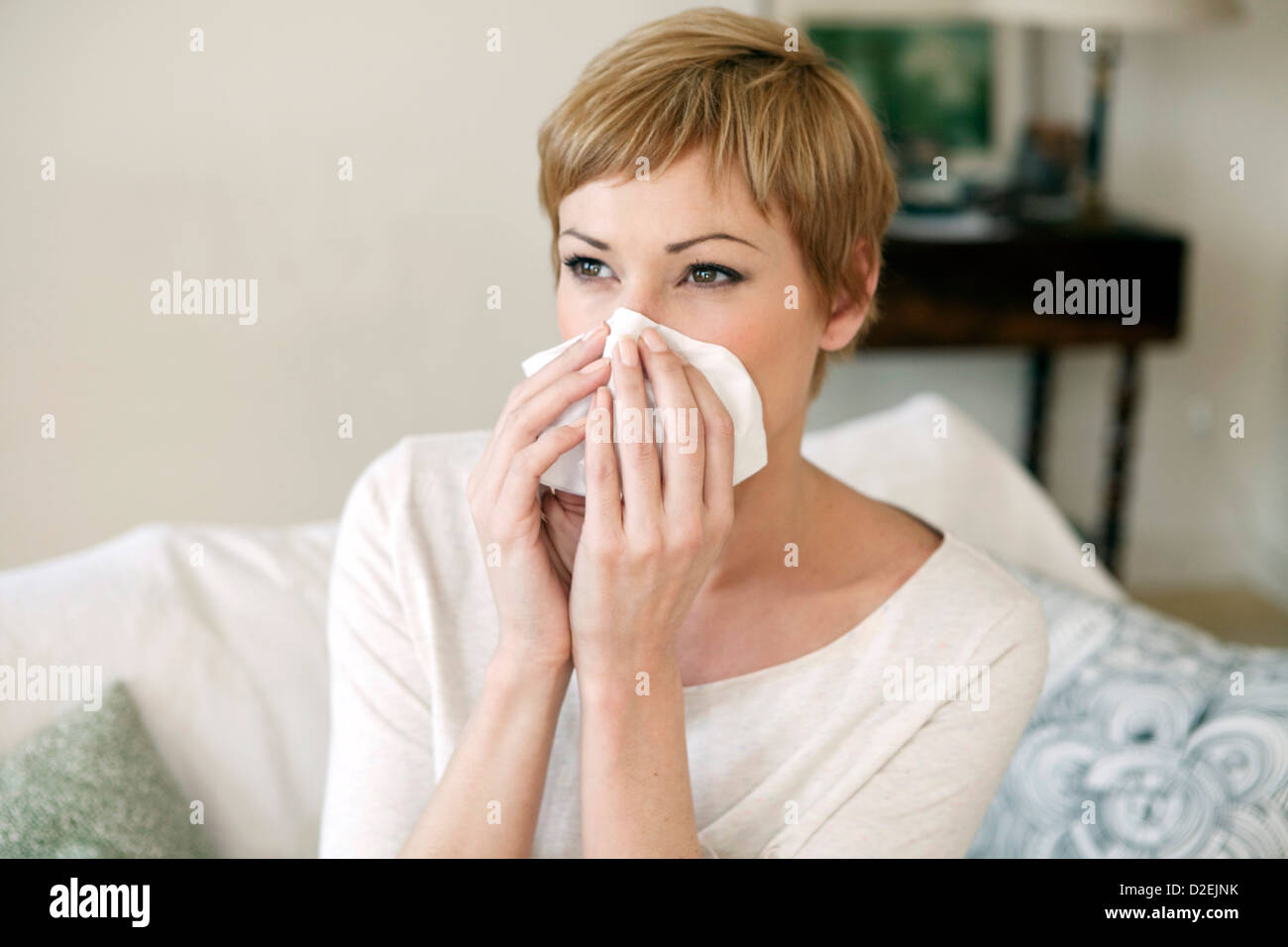 WOMAN WITH RHINITIS Stock Photo - Alamy