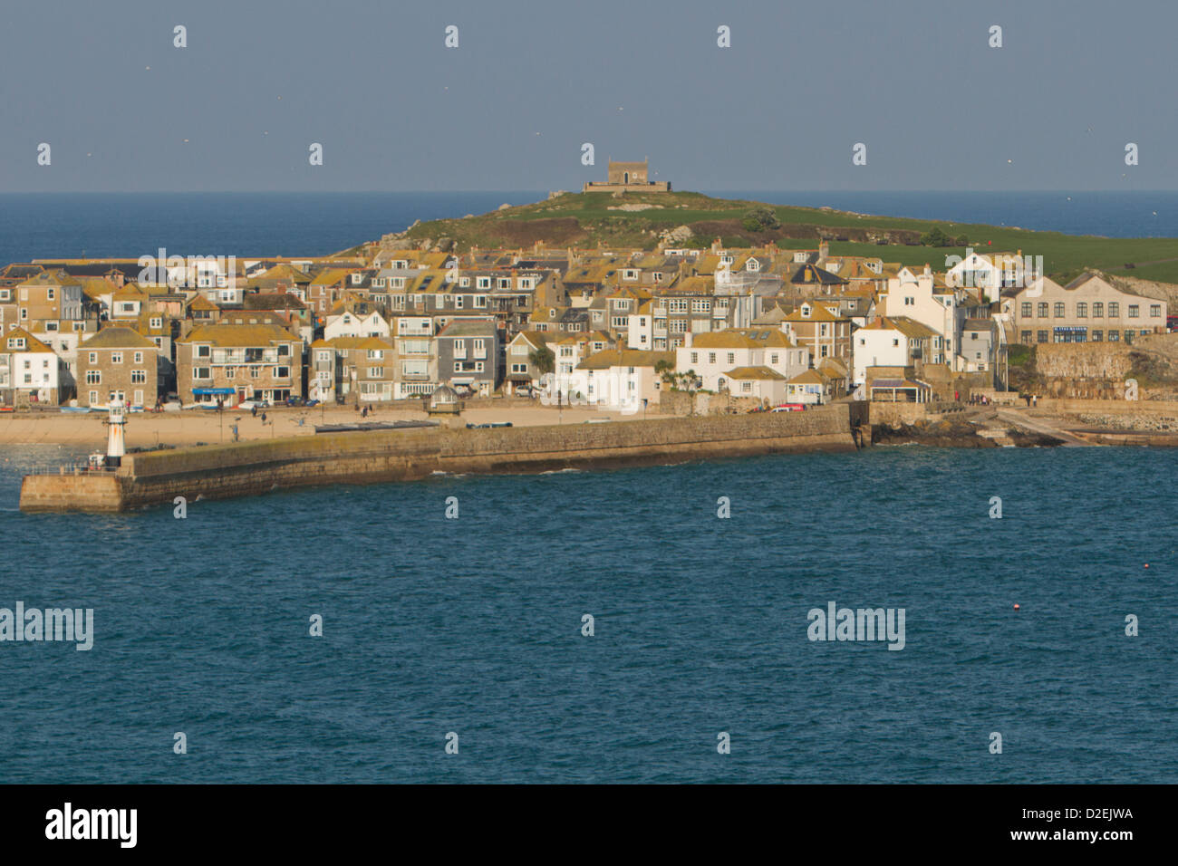 View of St Ives including Smeatons Pier and St Ives Island Stock Photo ...
