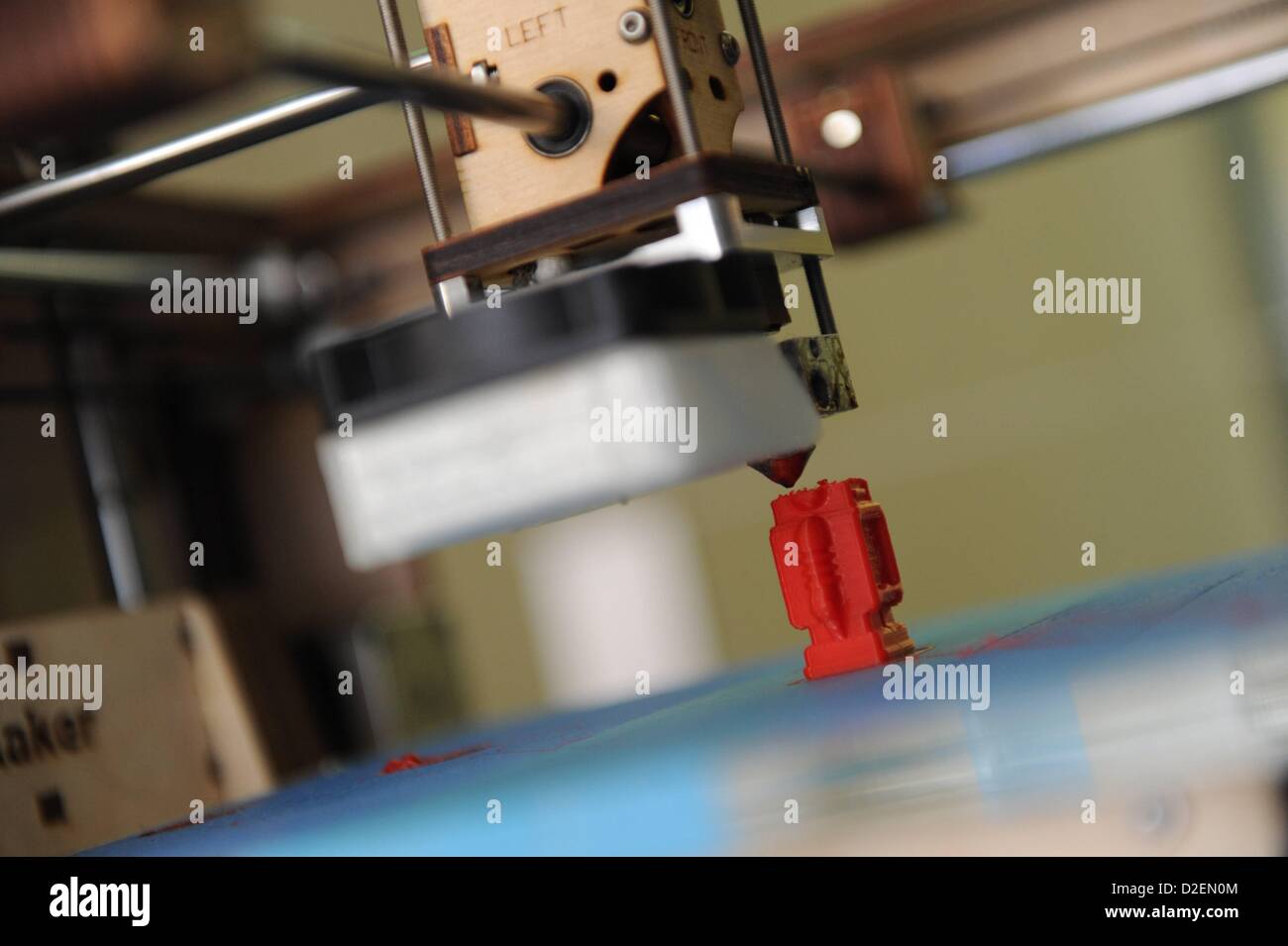 MUNICH/GERMANY - JANUARY 21: A showcase of a 3D-Printer during the ...