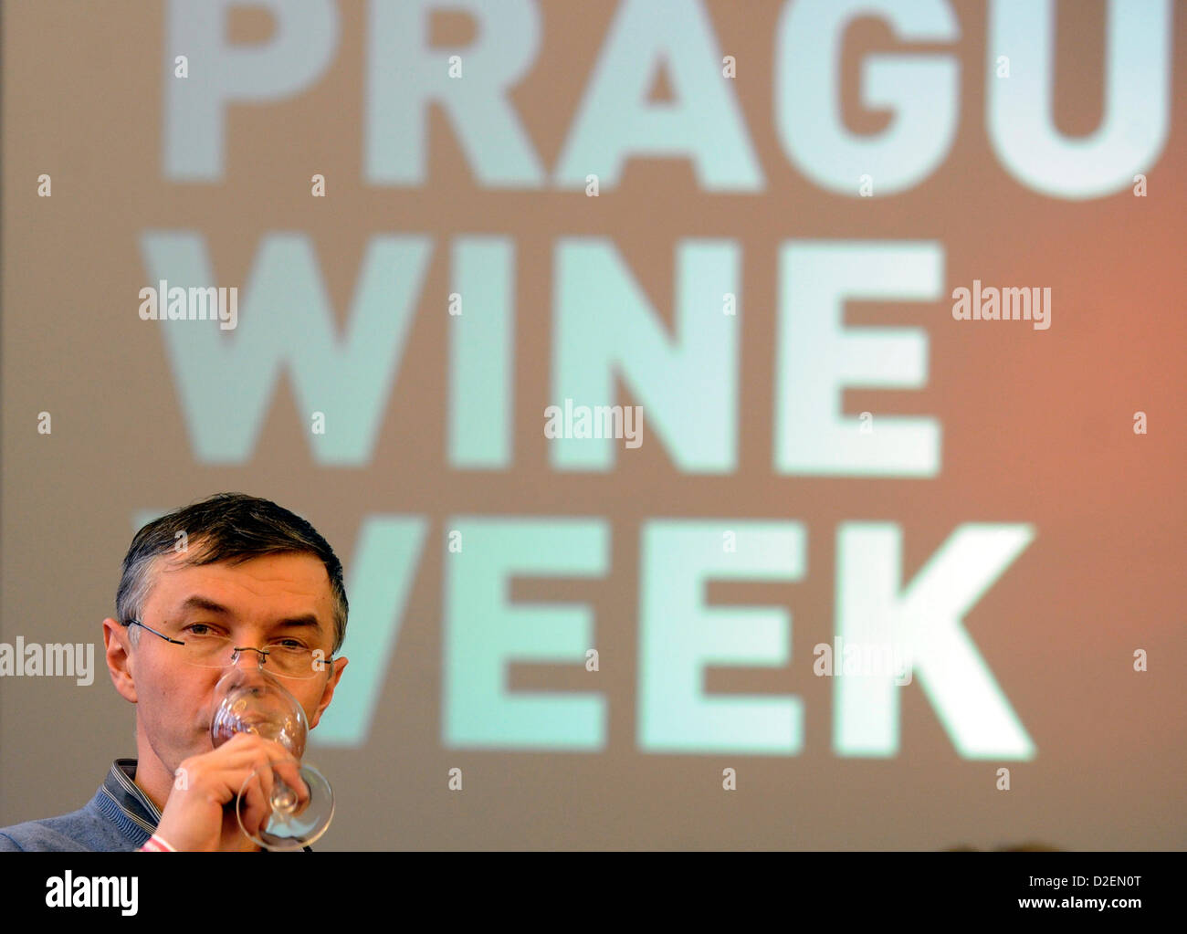 Tasting of medal wines from the competition Prague Wine Trophy during ...