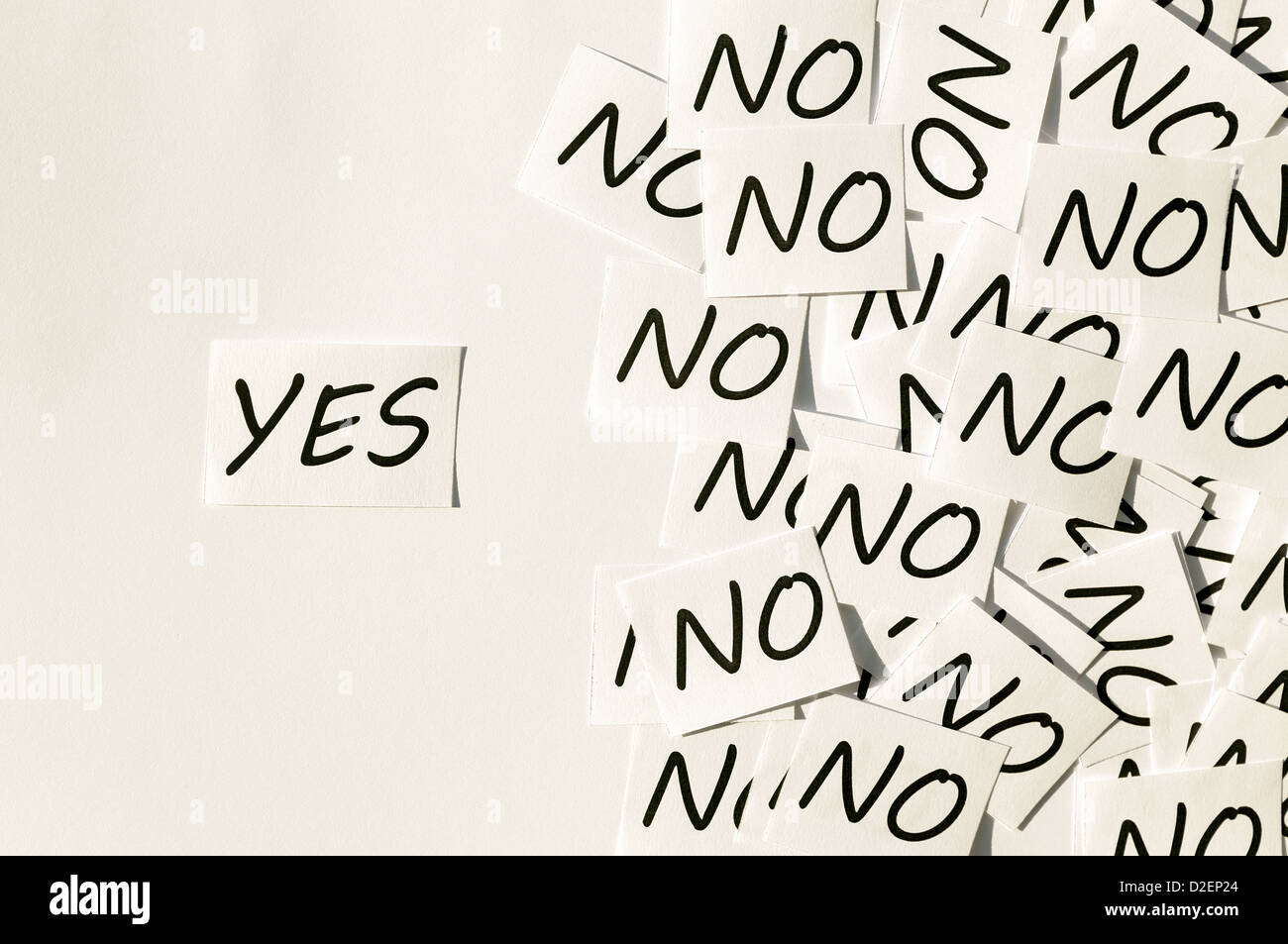 Just one yes against bunch of no's Stock Photo - Alamy