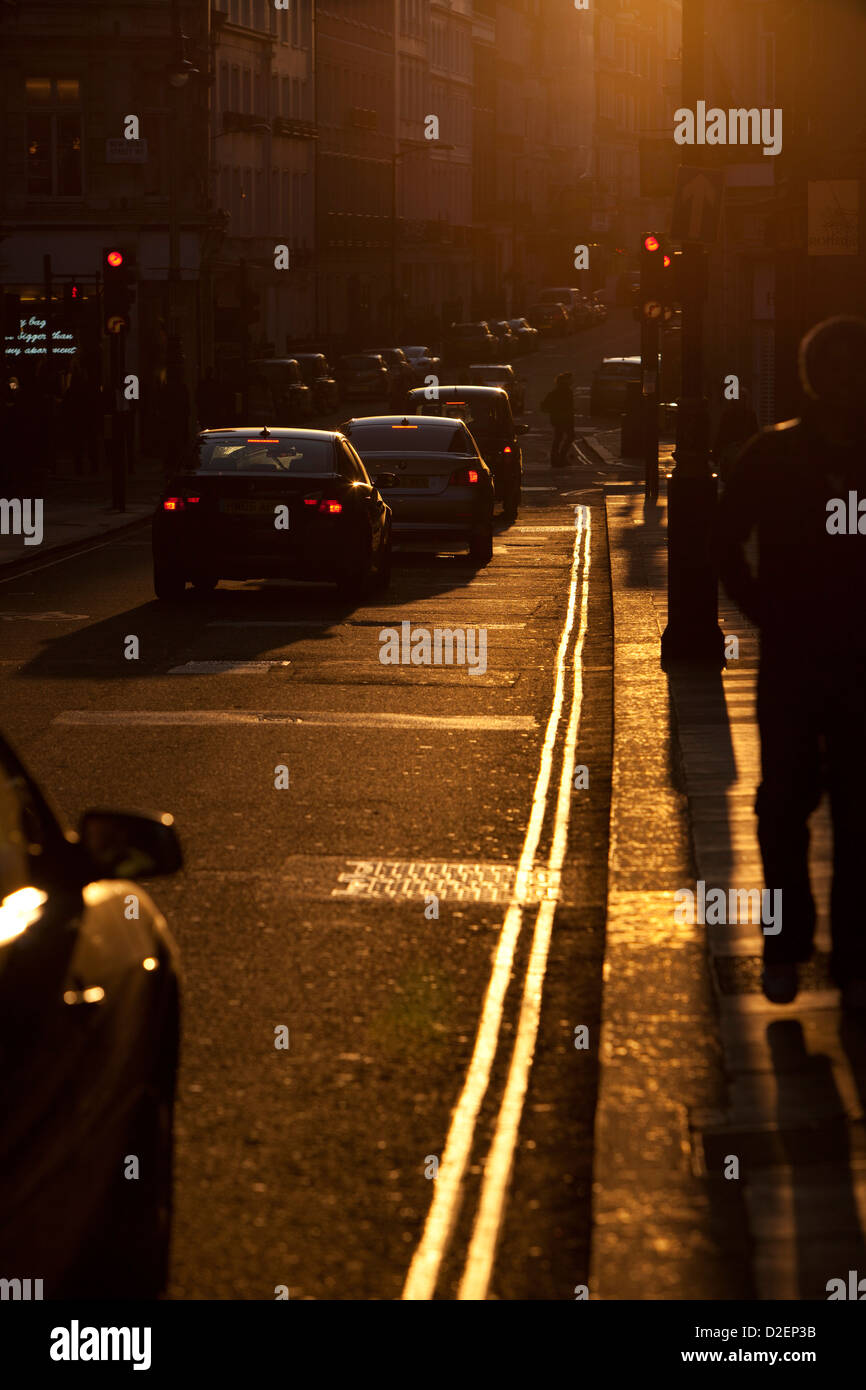 Double yellow lines along the edge of a carriageway, highlighted by ...