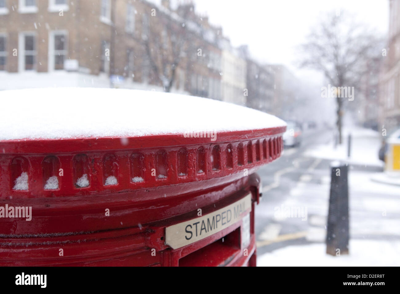Postbox covered by snow, Bloomsbury, London, United Kingdom Stock Photo ...