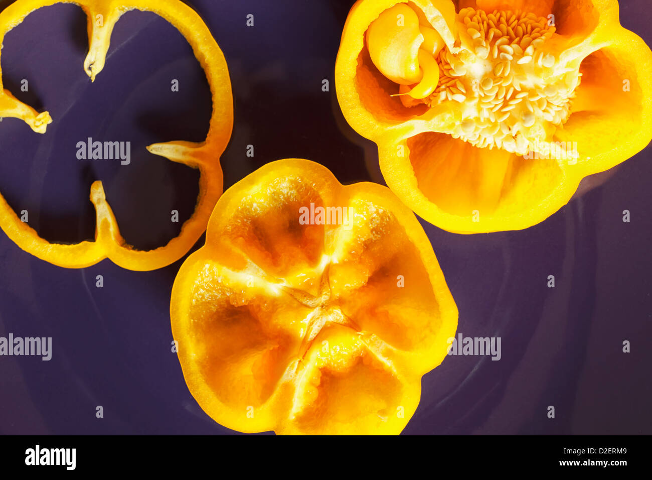Sliced yellow pepper Stock Photo - Alamy