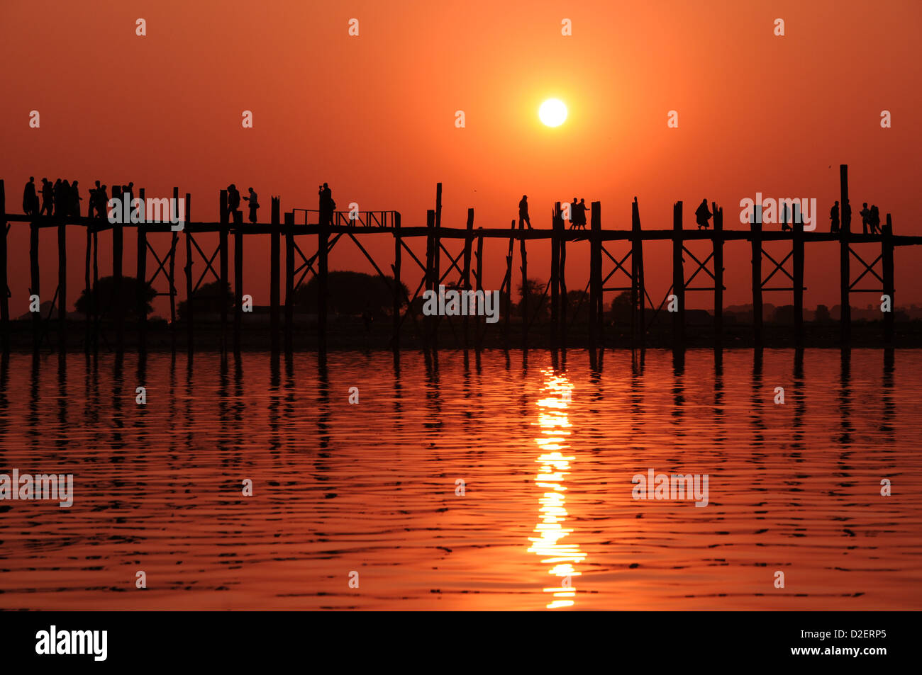 MYANMAR, BURMA, UBEIN BRIDGE AT SUNSET Stock Photo - Alamy