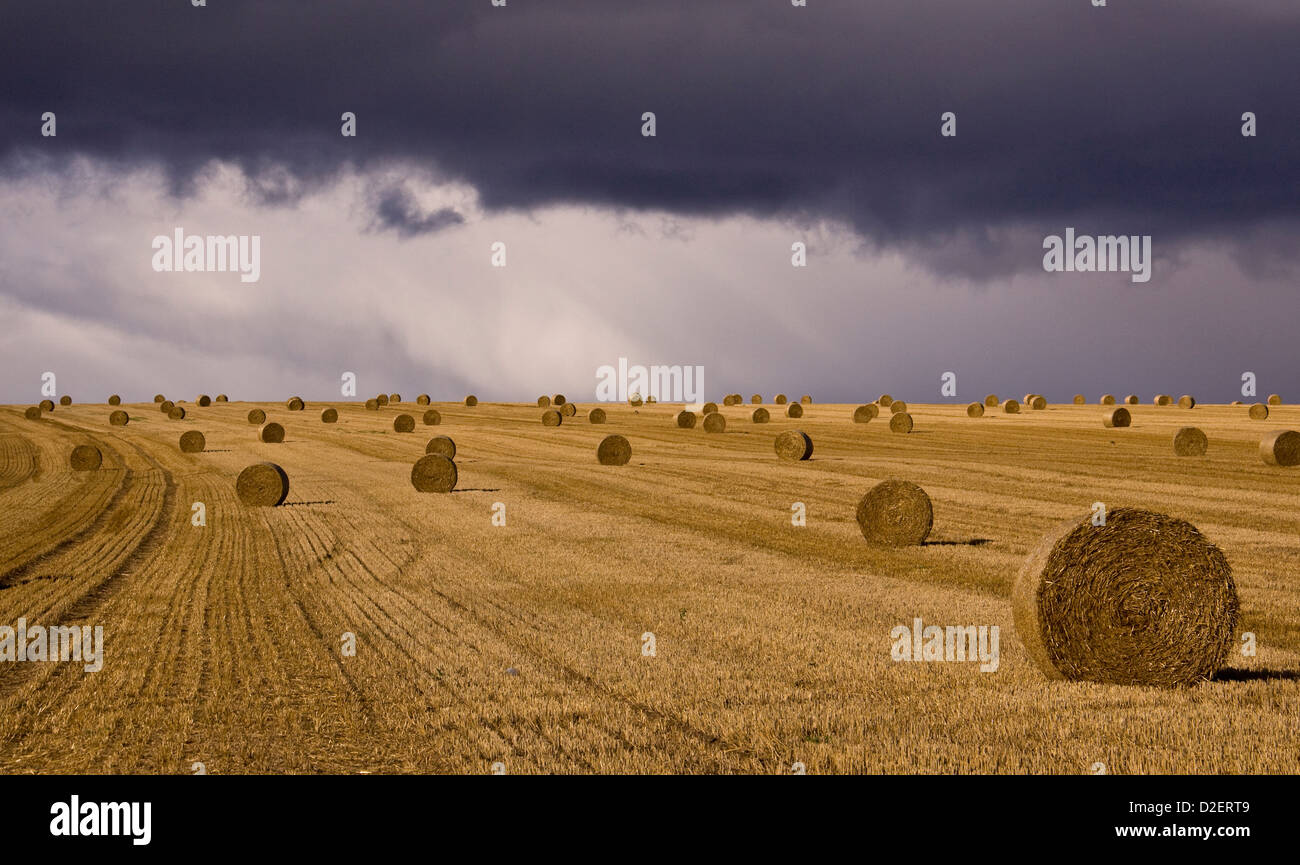 Hay Bales and Storm Stock Photo - Alamy