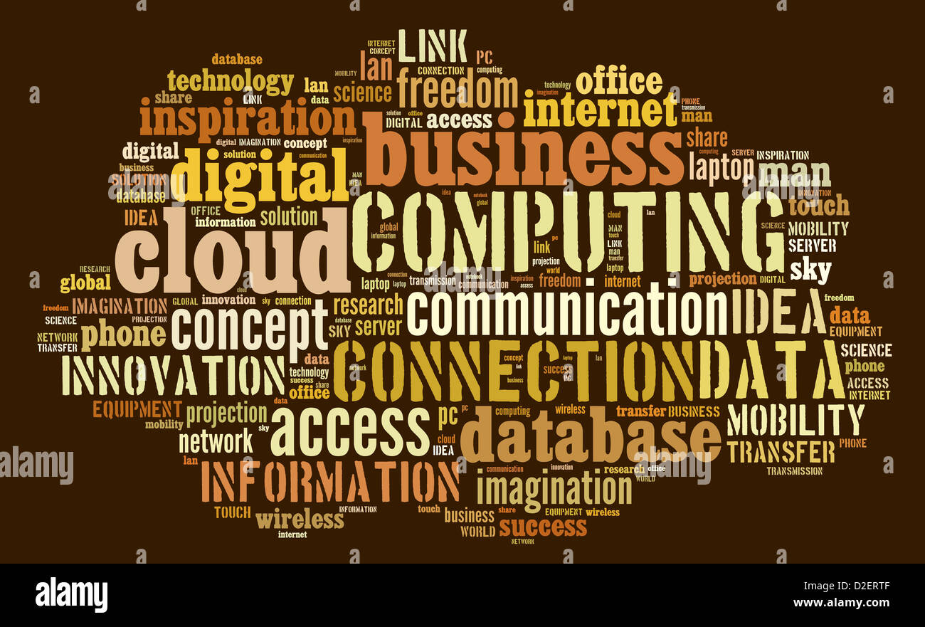 Cloud computing pictogram on with brown words on brown background Stock ...