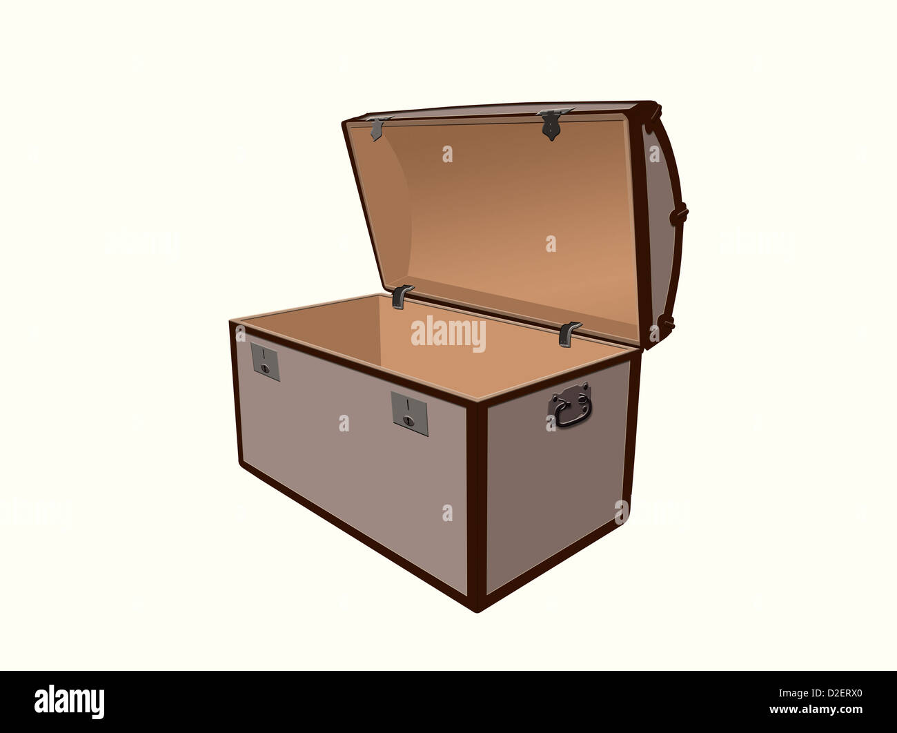 Generic illustration of a treasure box, open and empty on a white ...