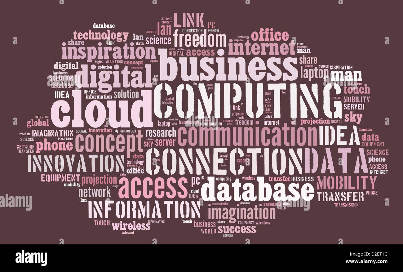 Cloud computing pictogram with pink words on pink background Stock ...