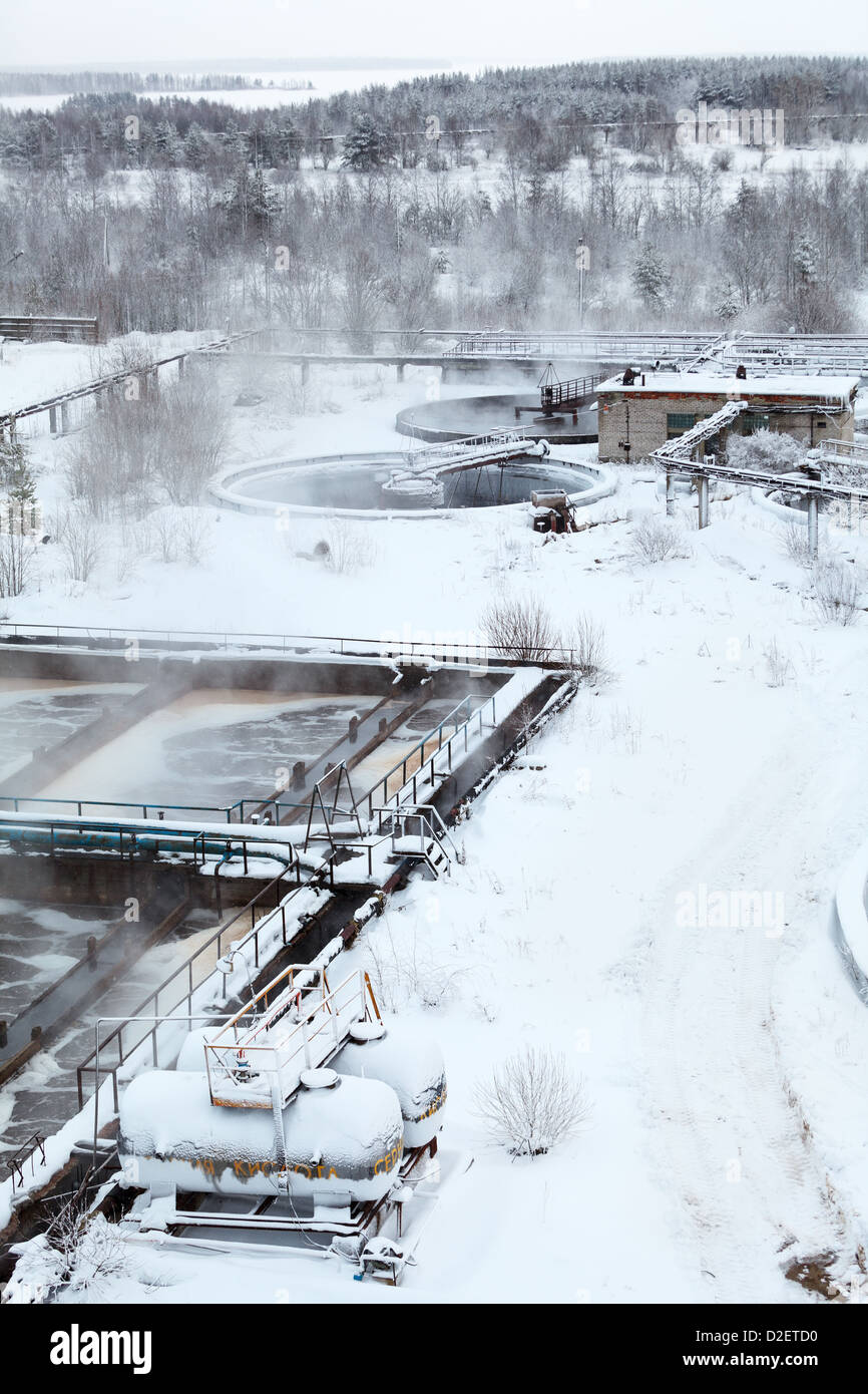 Tanks with sulfuric acid in the wastewater treatment plant Stock Photo ...
