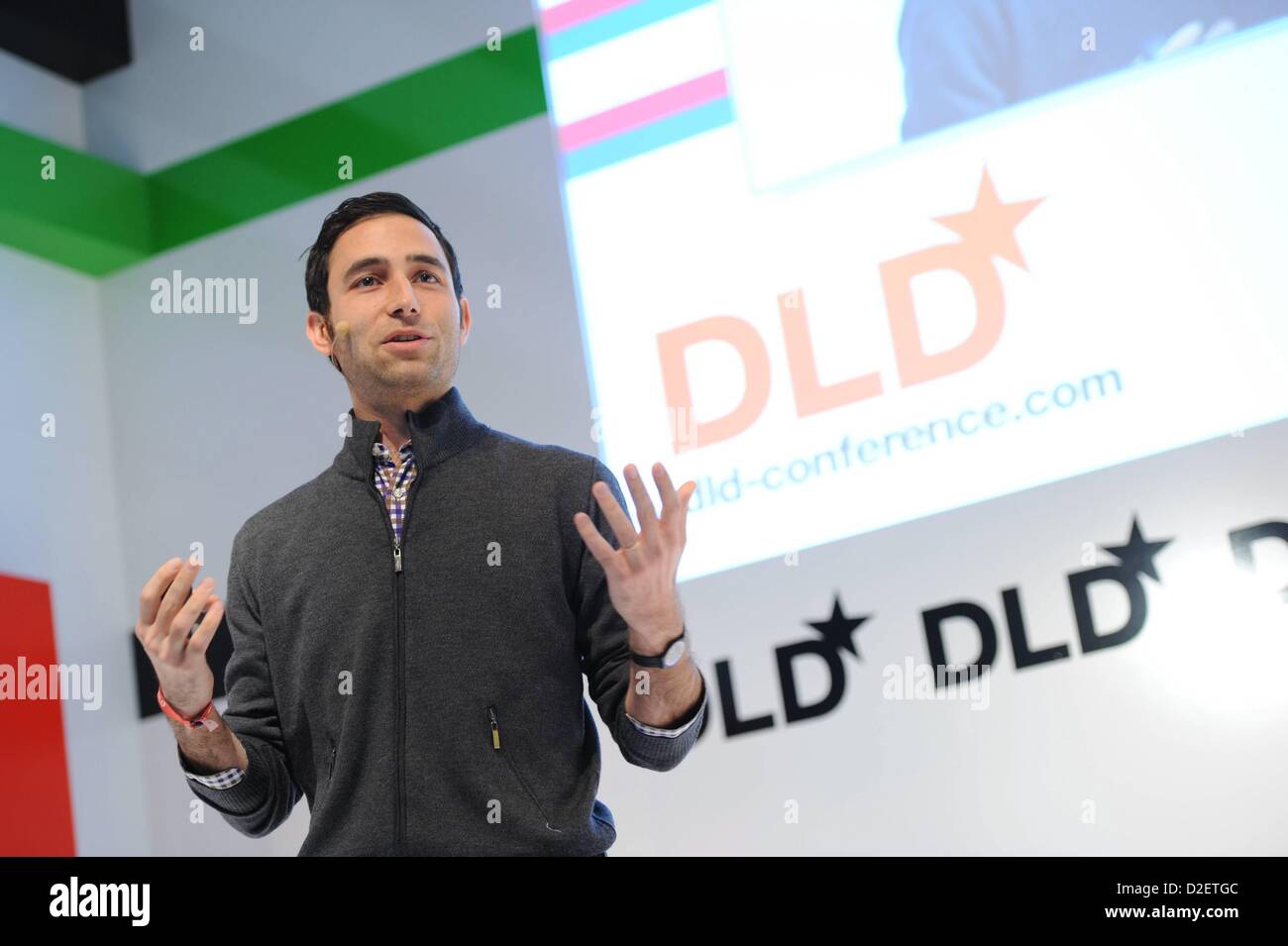 MUNICH/GERMANY - JANUARY 22: Scott Belsky (Behance) gestures on the podium during the Digital ...