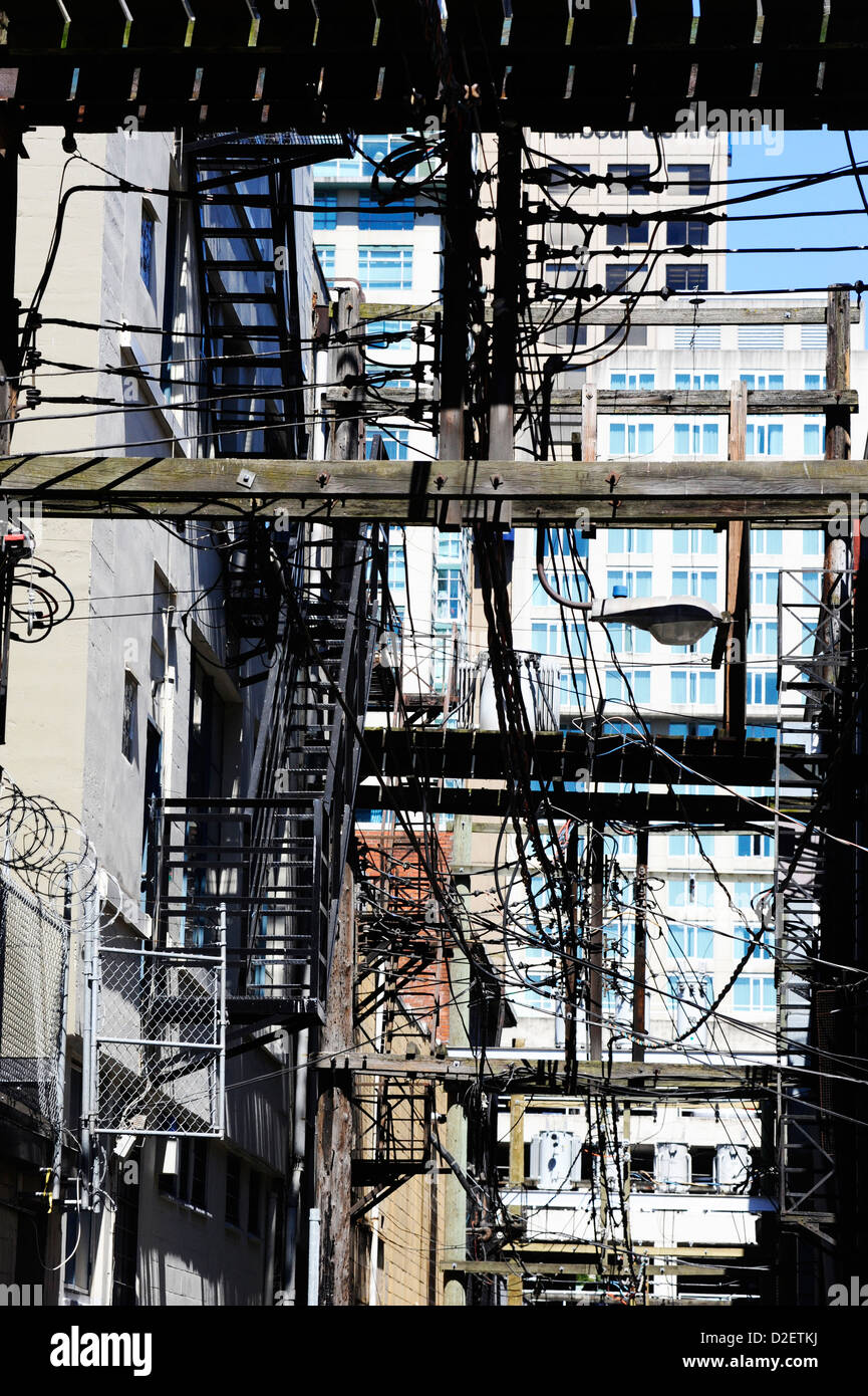 Power cables in the backstreets of downtown Vancouver Stock Photo - Alamy