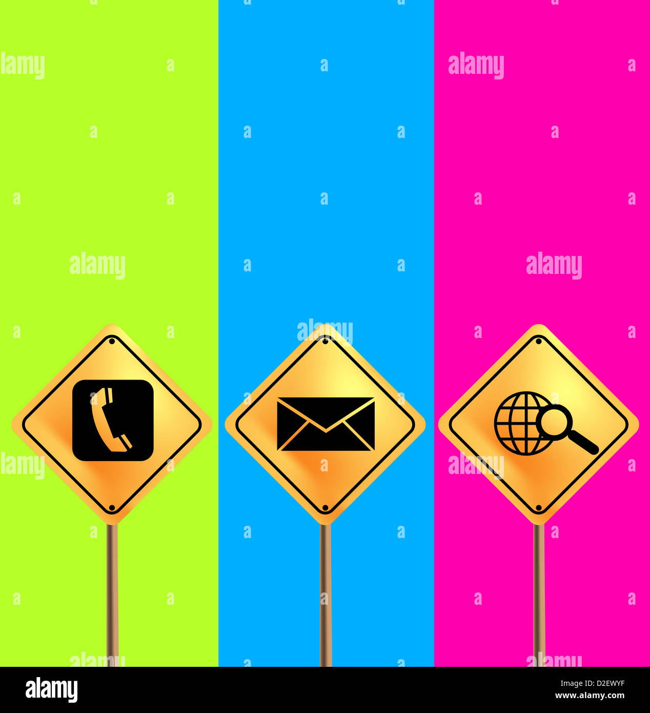 contact us sign board on colors background Stock Photo - Alamy