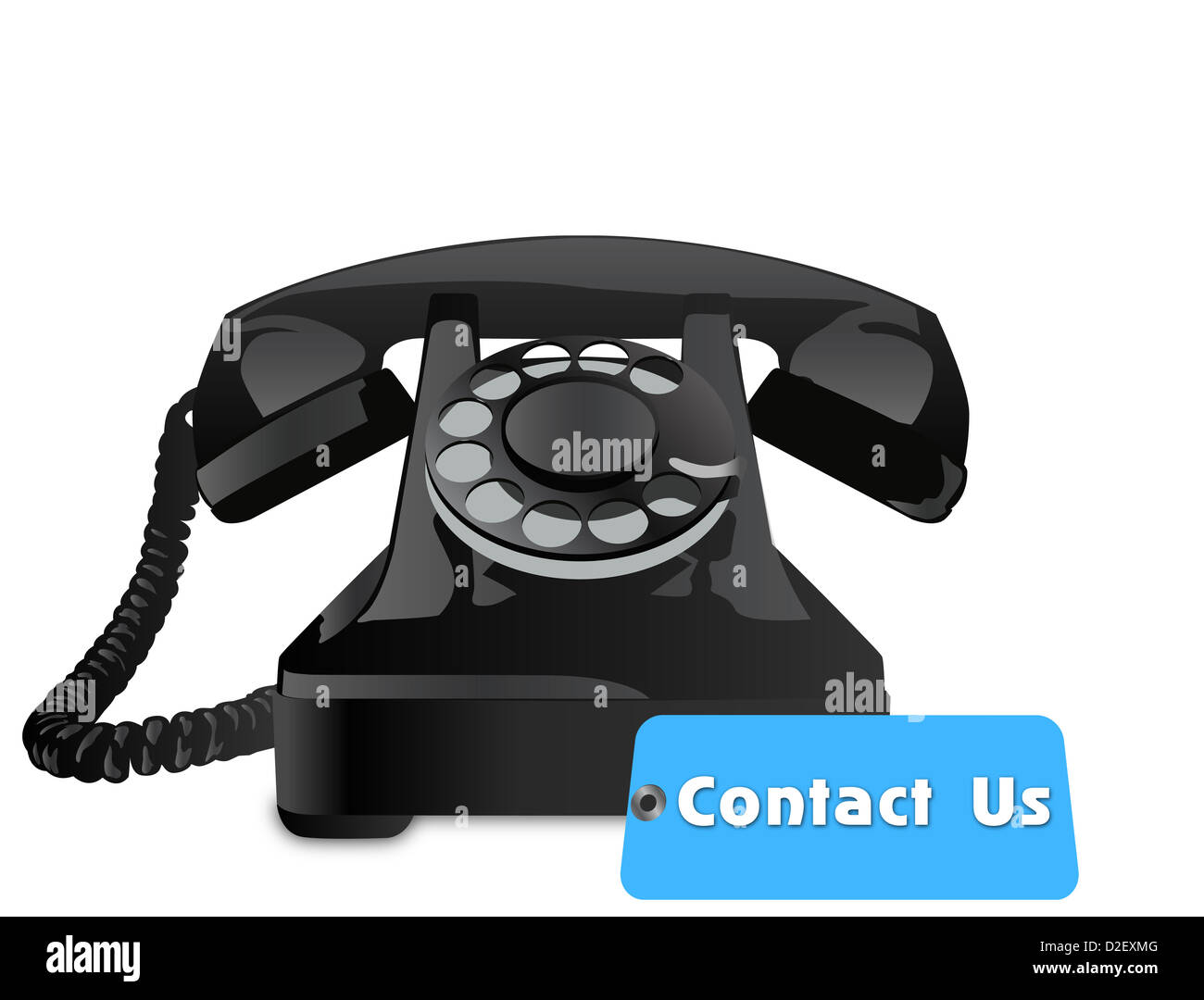 contact us tag with old telephone Stock Photo - Alamy