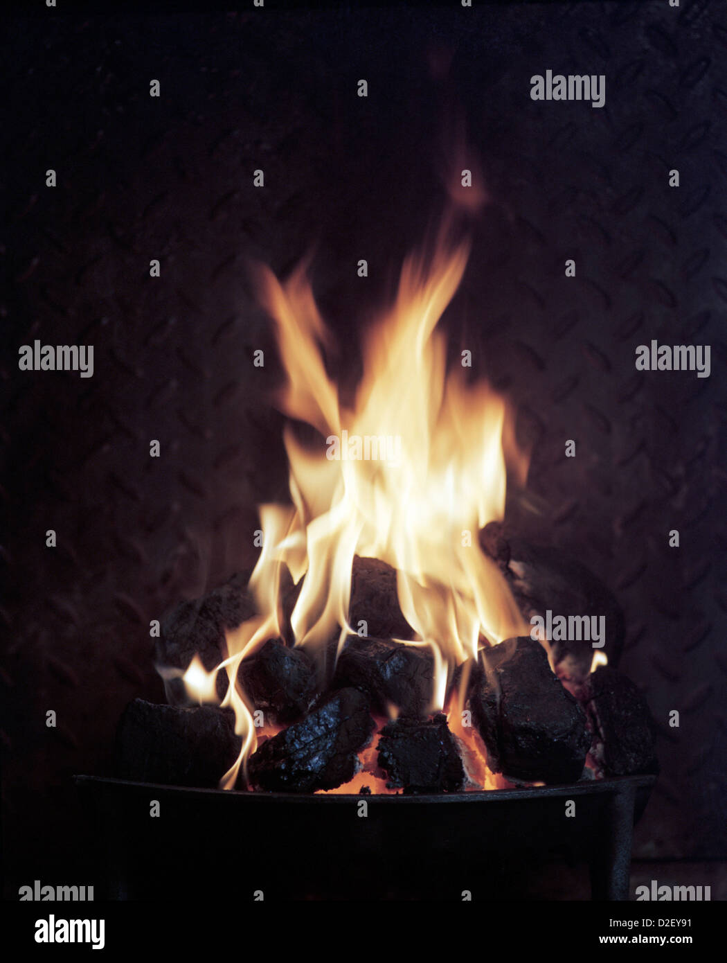Coal fire in grate Stock Photo - Alamy
