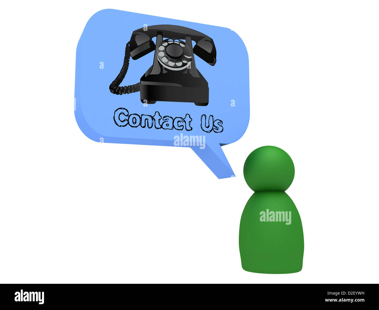 contact us bubble with green 3d character Stock Photo - Alamy