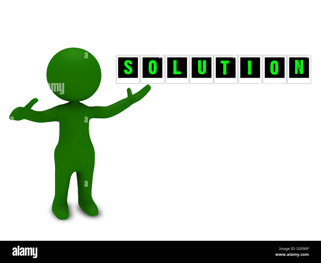 3d green character showing solution Stock Photo - Alamy