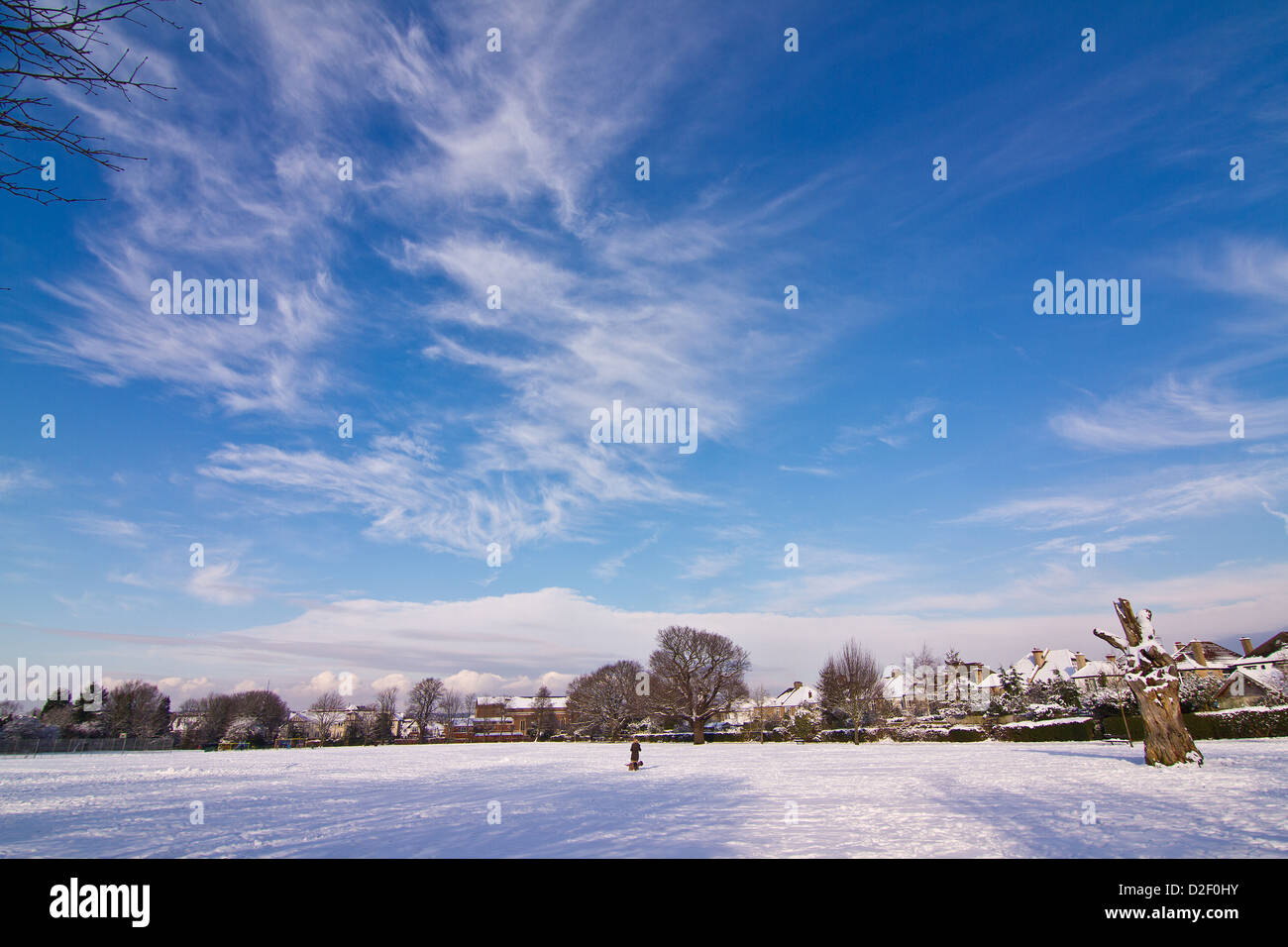 Winter snow covered park in Croydon Surrey United Kingdom Stock Photo ...